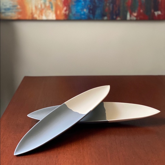 Dining | Funky Narrow Serving Bowls 16l Grey White2pc | Poshmark